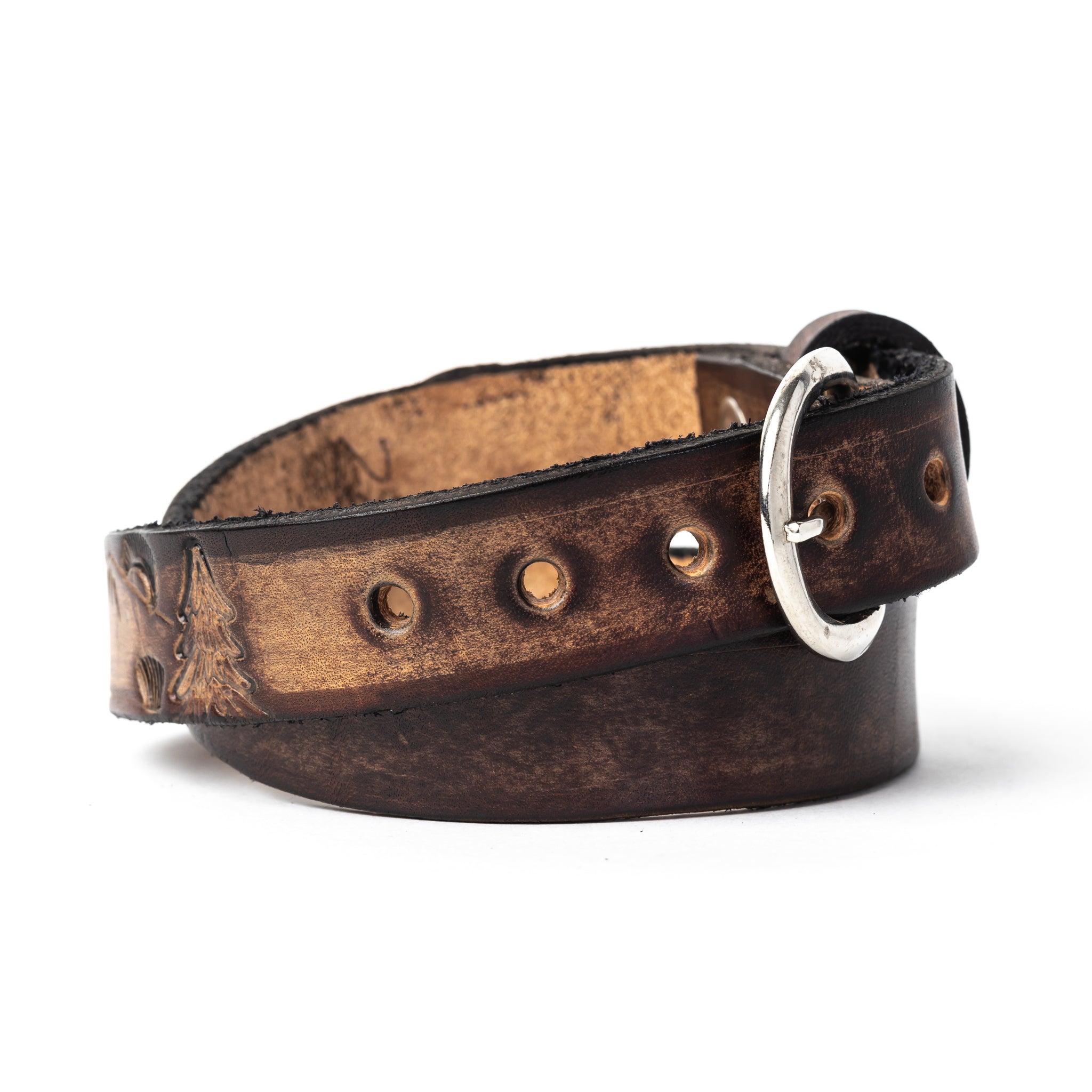 Buck and Bull Youth Leather Belts Log Cabin and Deer – buckandbullleather